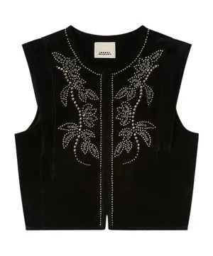 Isabel Marant Étoile Poppy Studded Velvet Vest