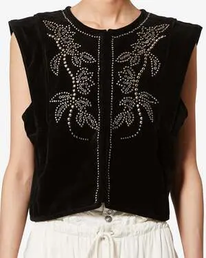 Isabel Marant Étoile Poppy Studded Velvet Vest