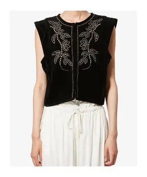 Isabel Marant Étoile Poppy Studded Velvet Vest