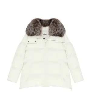 YVES SALOMON A-shaped Waterproof Down Jacket With Fur Details