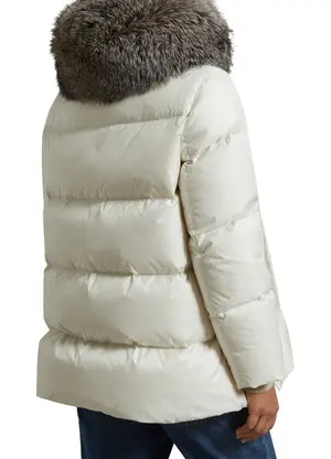 YVES SALOMON A-shaped Waterproof Down Jacket With Fur Details