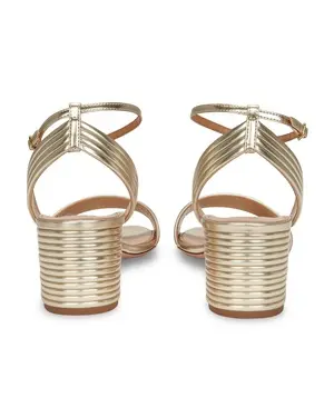 AQUAZZURA Sundance 50 Metallic Block Heel Sandals