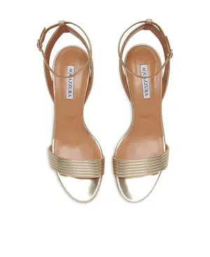 AQUAZZURA Sundance 50 Metallic Block Heel Sandals
