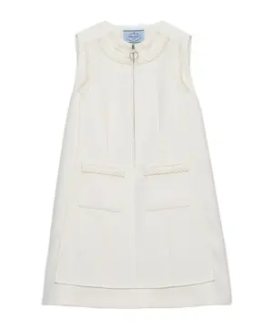 Prada Embroidered Natté Fabric Mini-dress - White