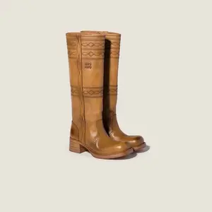 Miu Miu Knee-high Embossed Leather Boots