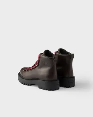 Prada Leather Lace-up Booties