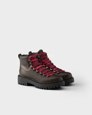 Prada Leather Lace-up Booties