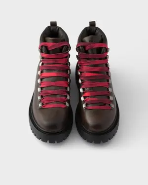 Prada Leather Lace-up Booties
