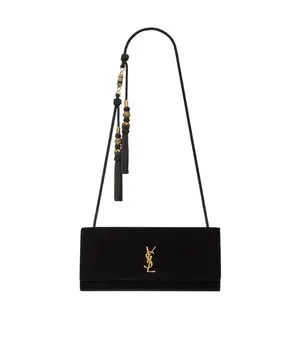 Saint Laurent Kate Clutch On Chain In Suede