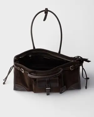 Prada Bonnie Large Corduroy And Leather Handbag