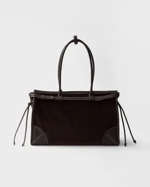Prada Bonnie Large Corduroy And Leather Handbag