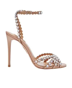 AQUAZZURA Tequila 105 Metallic Crystal Embellished Sandals