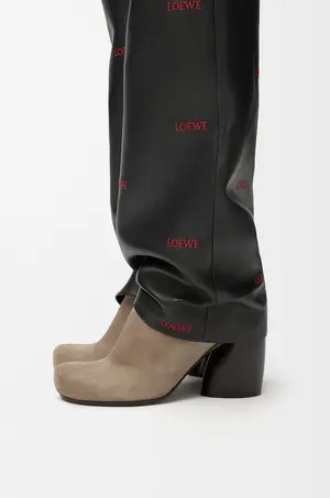 Loewe Oval Bootie In Stretch Suede Lambskin