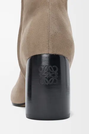 Loewe Oval Bootie In Stretch Suede Lambskin