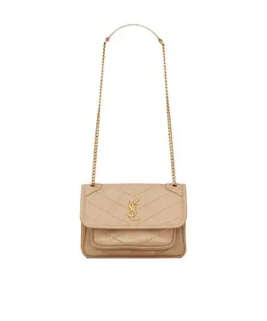 Saint Laurent Niki Mini In Vintage Leather - Light Beige