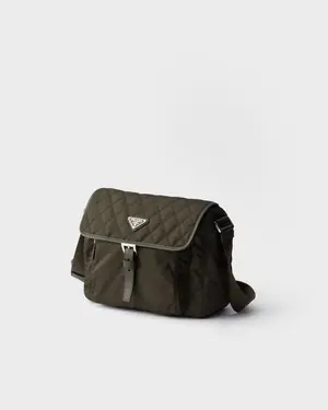 Prada Medium Quilted Re-nylon Shoulder Bag With Saffiano Leather Trim