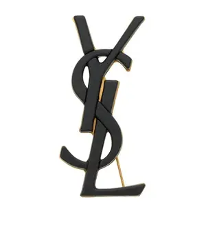 Saint Laurent Cassandre Brooch In Leather