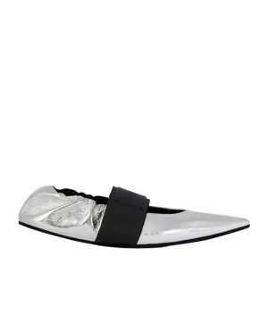 Givenchy Crush Ballerinas In Wrinkled-effect Metallic Leather