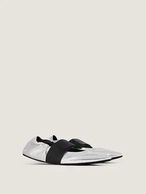 Givenchy Crush Ballerinas In Wrinkled-effect Metallic Leather