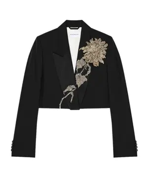 Givenchy Cropped Embroidered Jacket In Wool And Mohair