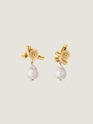 Givenchy Chain Link Asymmetric Earrings In Metal And Pearl