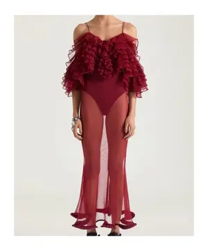Givenchy Long Ruffled Dress In Ultra-fine Knit