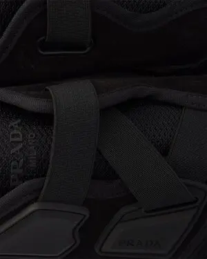Prada Speedrock Technical Mesh And Leather Sneakers