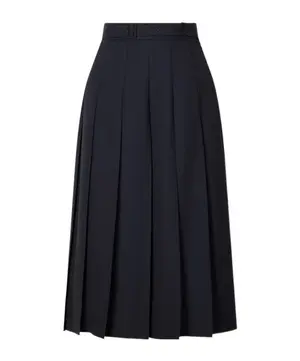 Auralee Hopsack Pleated Midi Skirt - Black