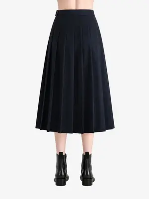 Auralee Hopsack Pleated Midi Skirt - Black
