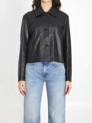 ARMA Cropped Leather Chore Jacket