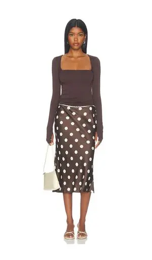 AFRM Ines Knit Crepe Top In Chocolate