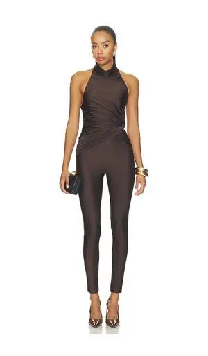 Andamane Tatiana Sleeveless Open Back Jumpsuit In Chocolate