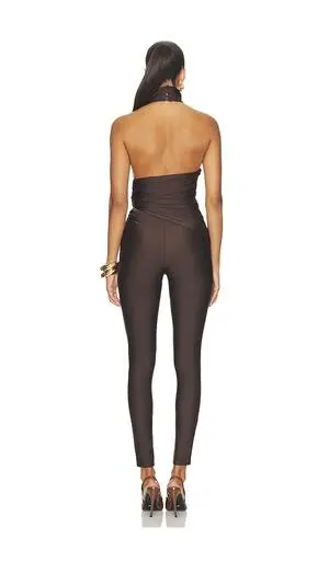 Andamane Tatiana Sleeveless Open Back Jumpsuit In Chocolate