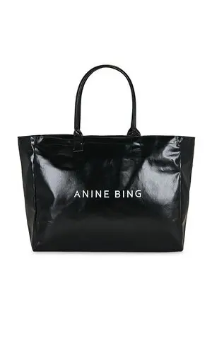 ANINE BING Leo Coated Canvas Tote - Black