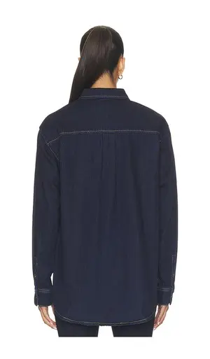 Good American The Denim Oversized Shirt In Denim-dark