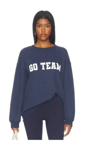 SUNNY SOMEWHERE Oversized Crew Neck "go Team" Sweatshirt