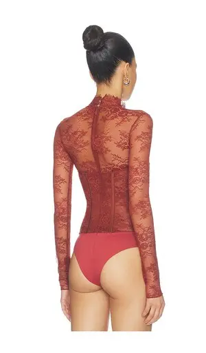 Retrofete Valentina Lace Bodysuit In Brown