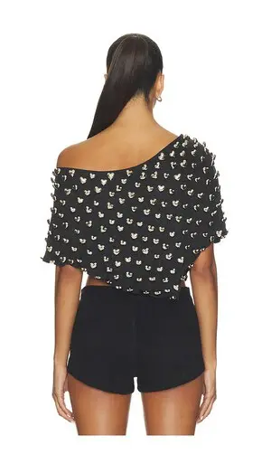 UNDERSTATED LEATHER Heart Charm Cropped Poncho