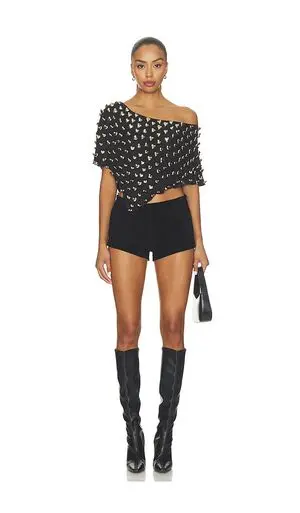 UNDERSTATED LEATHER Heart Charm Cropped Poncho
