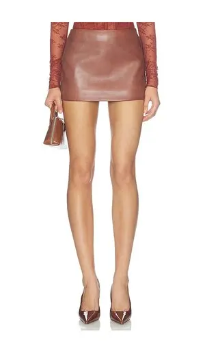 Retrofete Valerie Leather Skirt In Brown