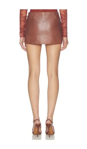 Retrofete Valerie Leather Skirt In Brown