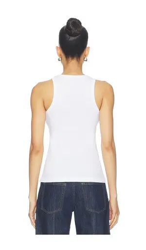 GANNI Compact Rib Tank Top In White