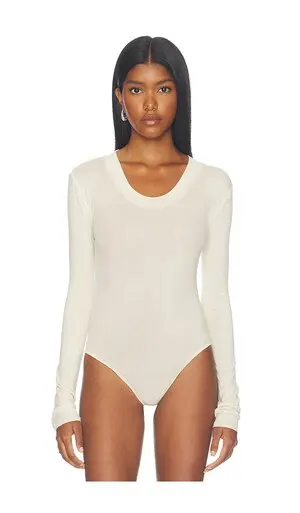 ENTIRE STUDIOS Crew Neck Bodysuit In Cream