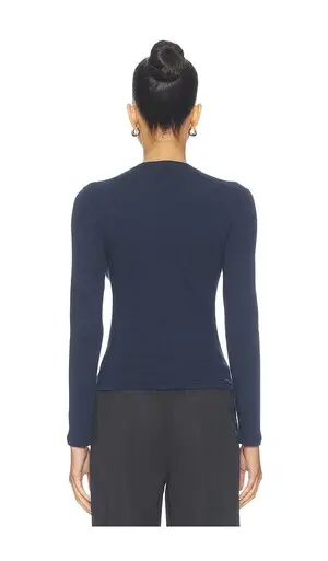 LESET Nando Slim Fit Long Sleeve Top In Navy