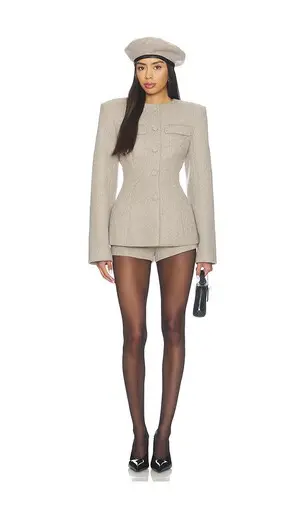 Naked Wardrobe Chevron Suited Button Up Blazer