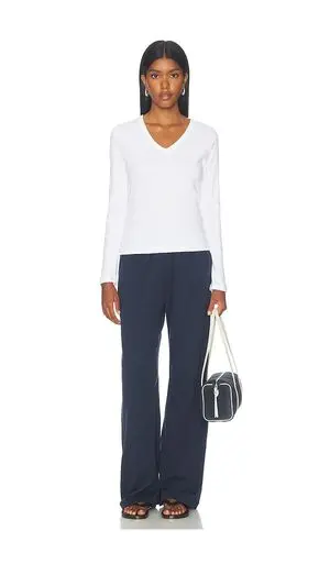 LESET Nando Slim Long Sleeve V Neck Top