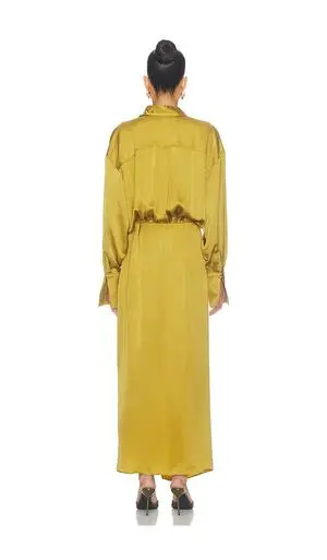 Andamane Draped Maxi Shirt Dress - Amber