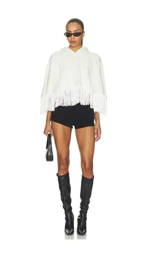 UNDERSTATED LEATHER Whistle Poncho In White