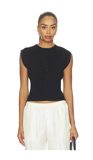 ALL THE WAYS Josie Knit Button-front Top - Black
