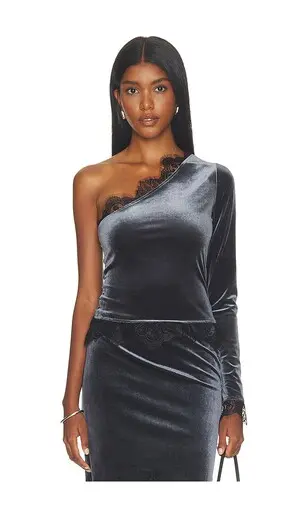 FENERS Reliquia One-shoulder Velvet Top - Slate